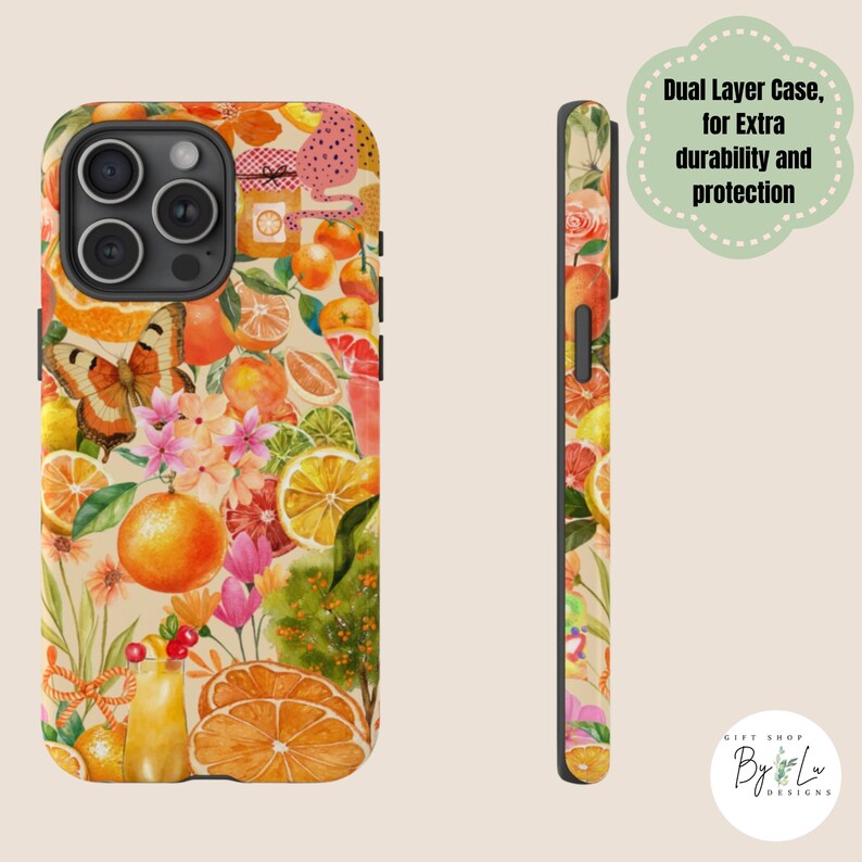 Orange Scrapbook Phone Case, Orange Fruit Collage Phone Case, Fruit ...
