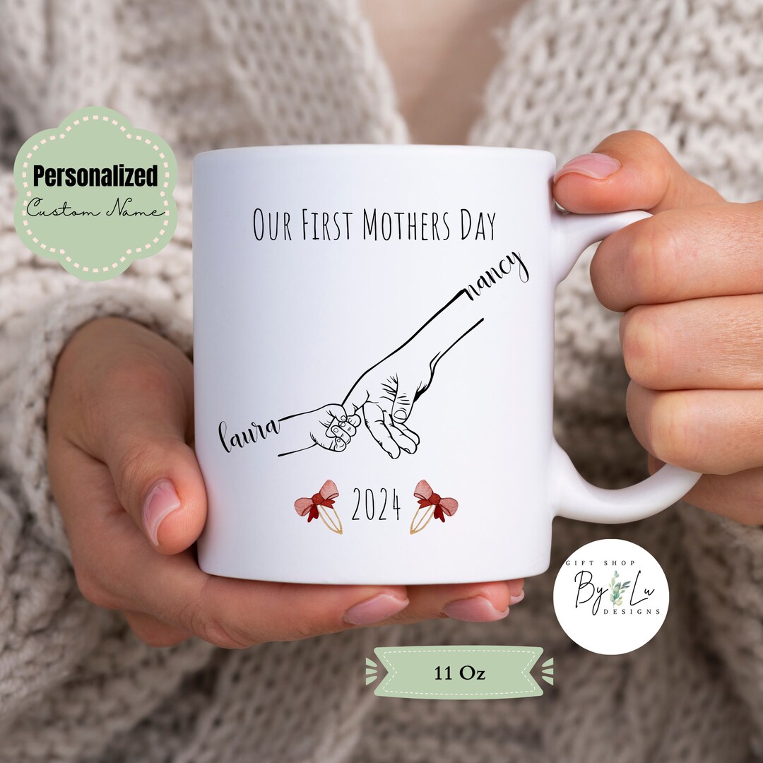 Custom Mommy and Child Holding Hands Mug, Personalized Our First ...