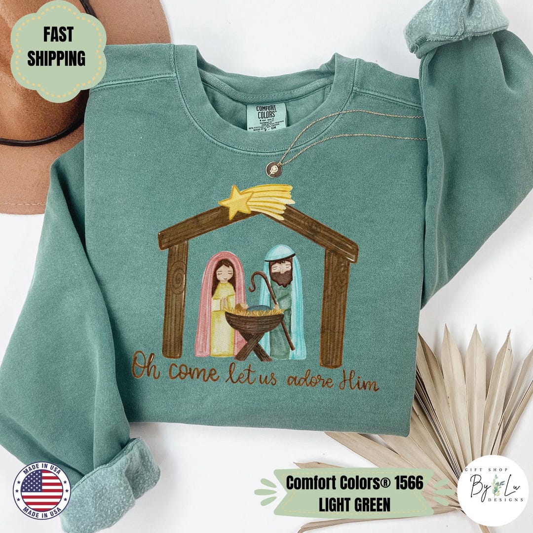 Comfort Colors® Nativity Sweatshirt for Women, Nativity Scene Sweater ...