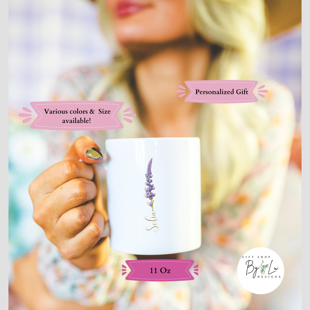 Personalized Lavender Coffee Mug, Custom Lavender Flower Mug, Custom ...
