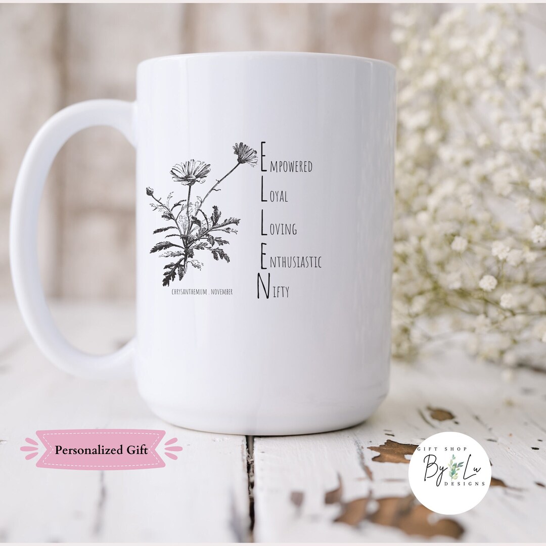 Personalized Birth Flower Mug for November Birthday Gift, Custom Birth ...