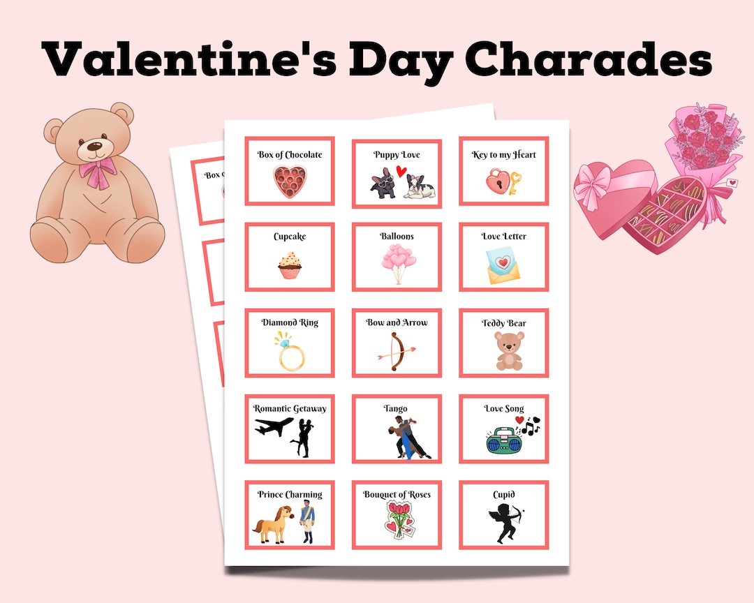 36 Valentine's Charades Game |valentine's Pictionary |INSTANT Download ...