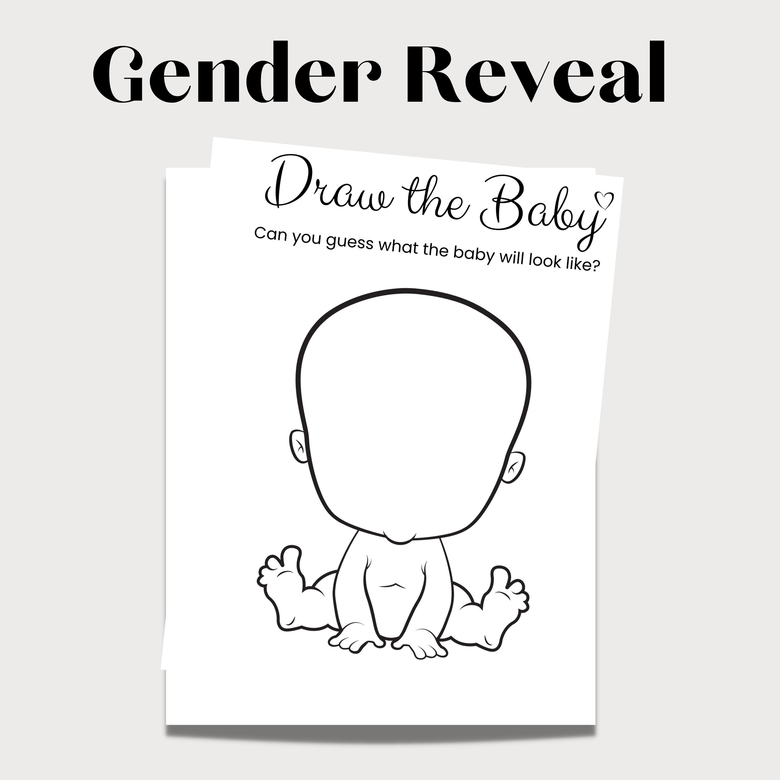Draw the Baby - Printable Baby Shower Game, Minimalist Draw Baby Game ...