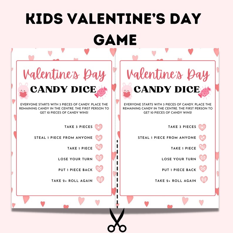 Valentines Day Candy Dice Game, Fun Kids Valentine Day Party Game ...