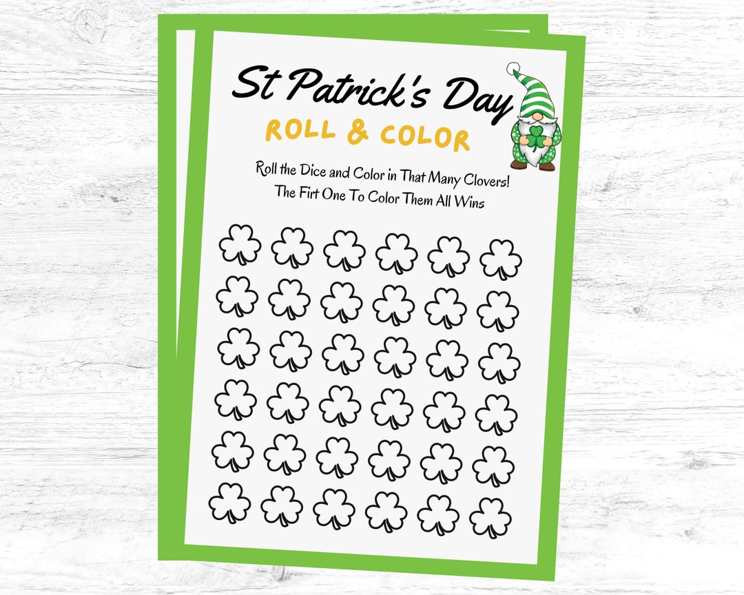 Dice Roll and Color St. Patrick's Day Printable Game, Patrick's Day ...