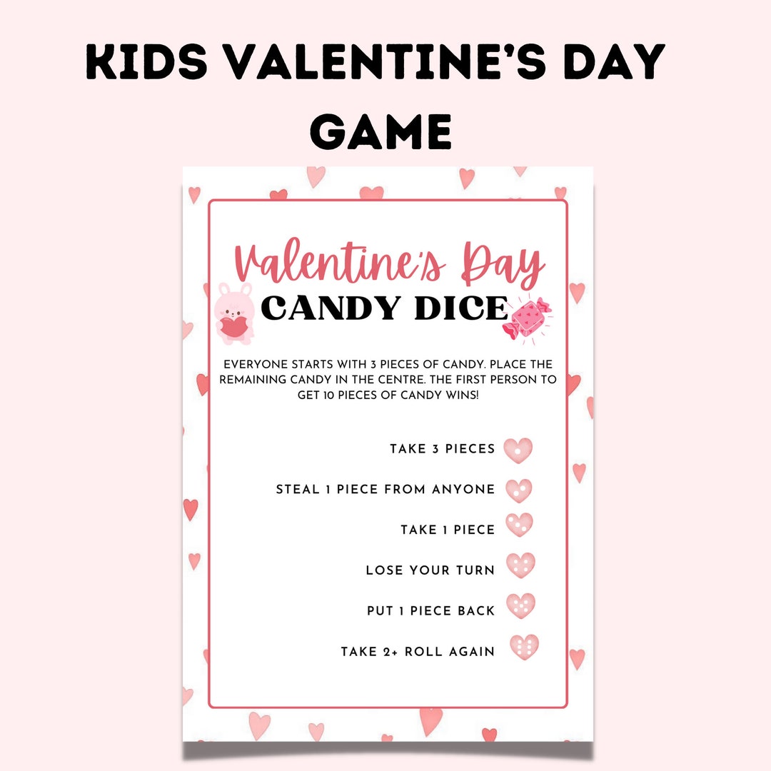 Valentines Day Candy Dice Game, Fun Kids Valentine Day Party Game ...