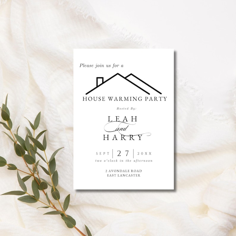 Editable House Warming Invitation | Modern Minimalist Party Invite ...