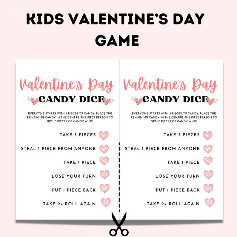 Valentines Day Candy Dice Game, Fun Kids Valentine Day Party Game ...