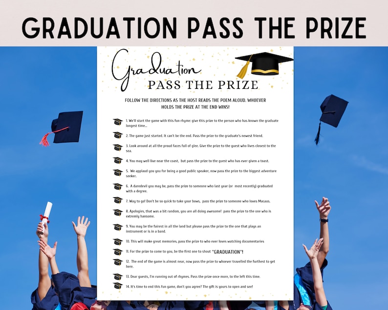 Pass the Prize Fun Graduation Game, Pass the Poem Game, Modern ...
