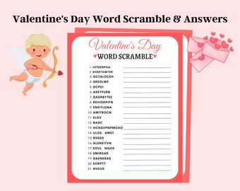 Valentines Day Word Scramble Printable Game, Printable Valentines Day ...