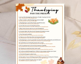 Thanksgiving Pass the Present Game, Thanksgiving Party Game ...