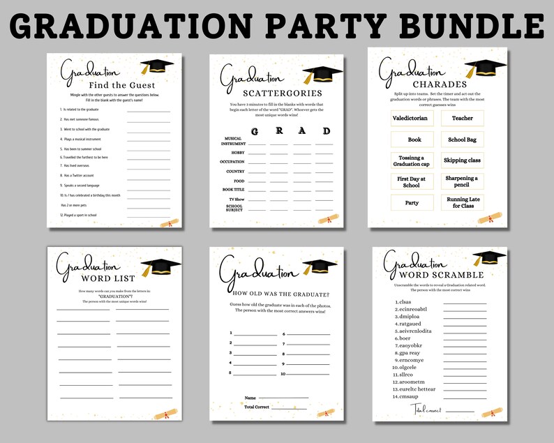 Printable Graduation Games and Graduation Signs Bundle| Pass the Gift ...