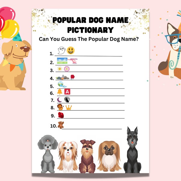 Dog Name Pictionary - Etsy