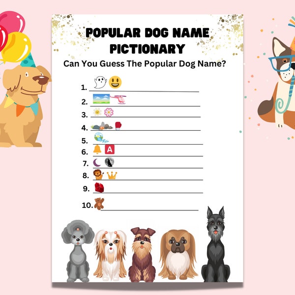Dog Name Pictionary Etsy