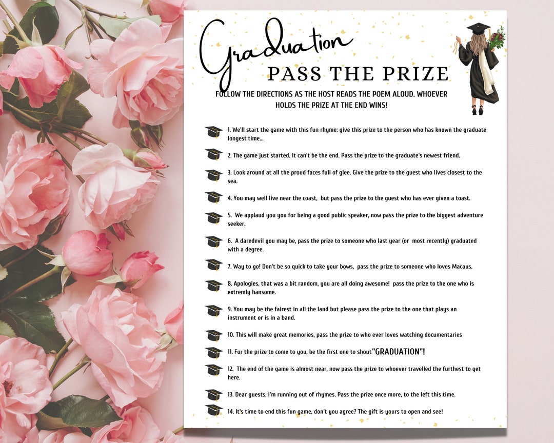 Pass the Prize Fun Graduation Game, Pass the Poem Game, Modern ...