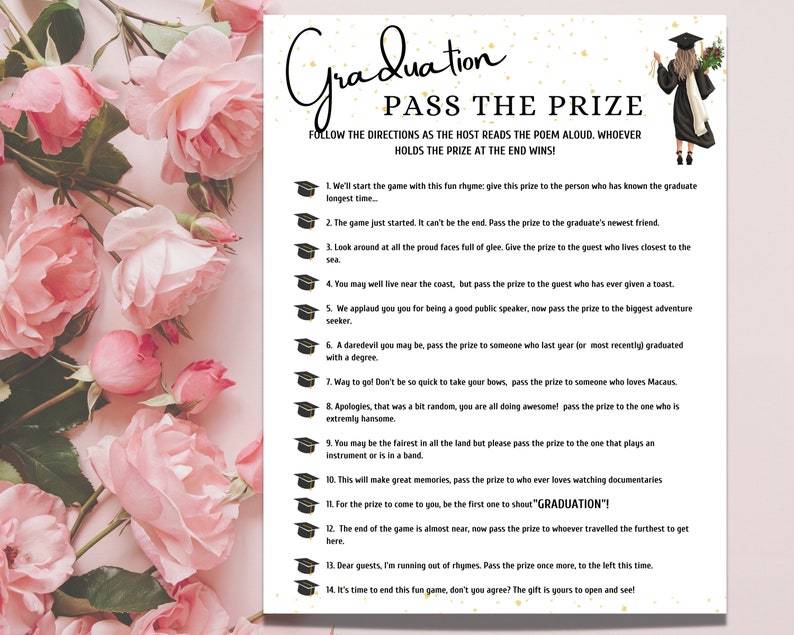 Pass the Prize Fun Graduation Game, Pass the Poem Game, Modern ...