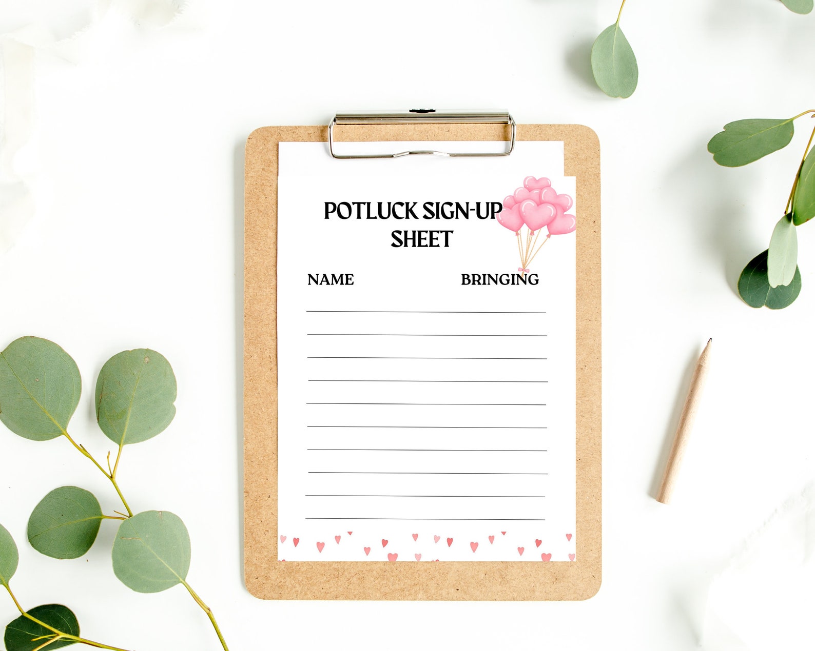 Valentines Day Potluck Sign up Sheet, Potluck Form, Sign up Sheet Food ...