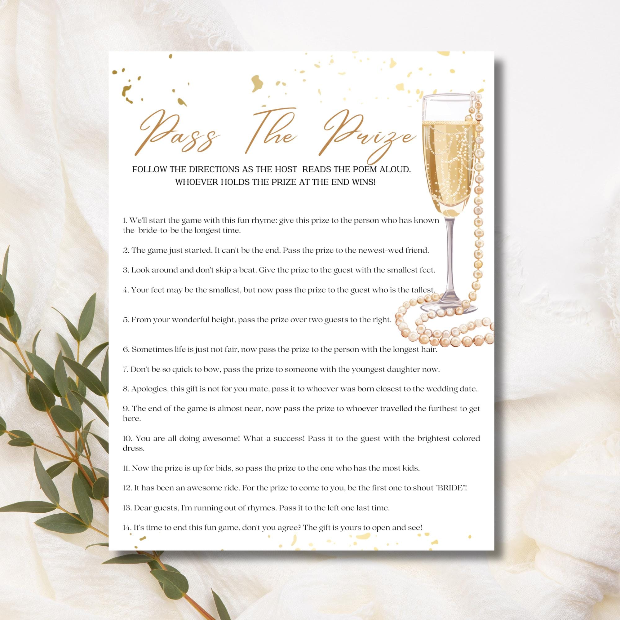 Pearls and Prosecco Pass the Prize Bridal Shower Game, Pearls and ...