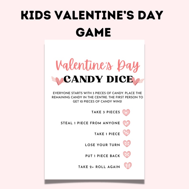 Valentines Day Candy Dice Game, Fun Kids Valentine Day Party Game ...