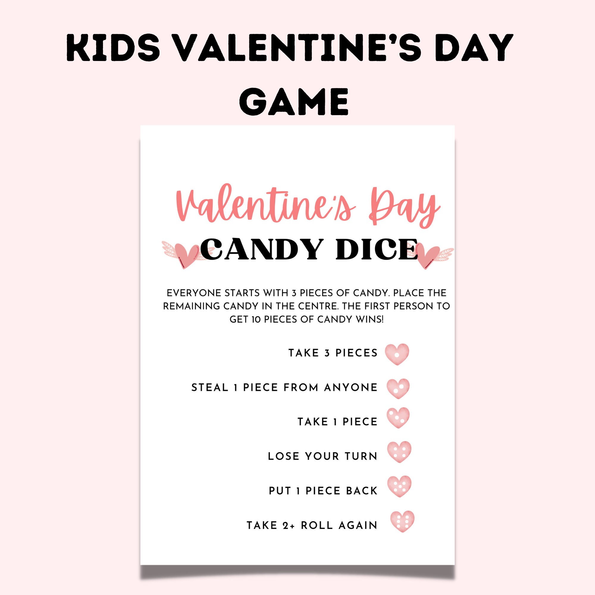 Valentines Day Candy Dice Game, Fun Kids Valentine Day Party Game ...
