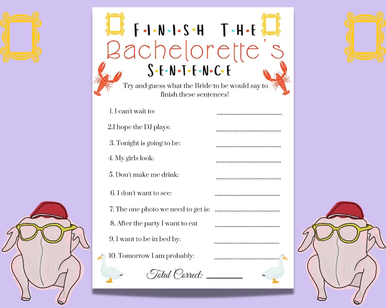 Friends TV Show Theme Finish the Phrase Game, Finish the Bachelorette's ...