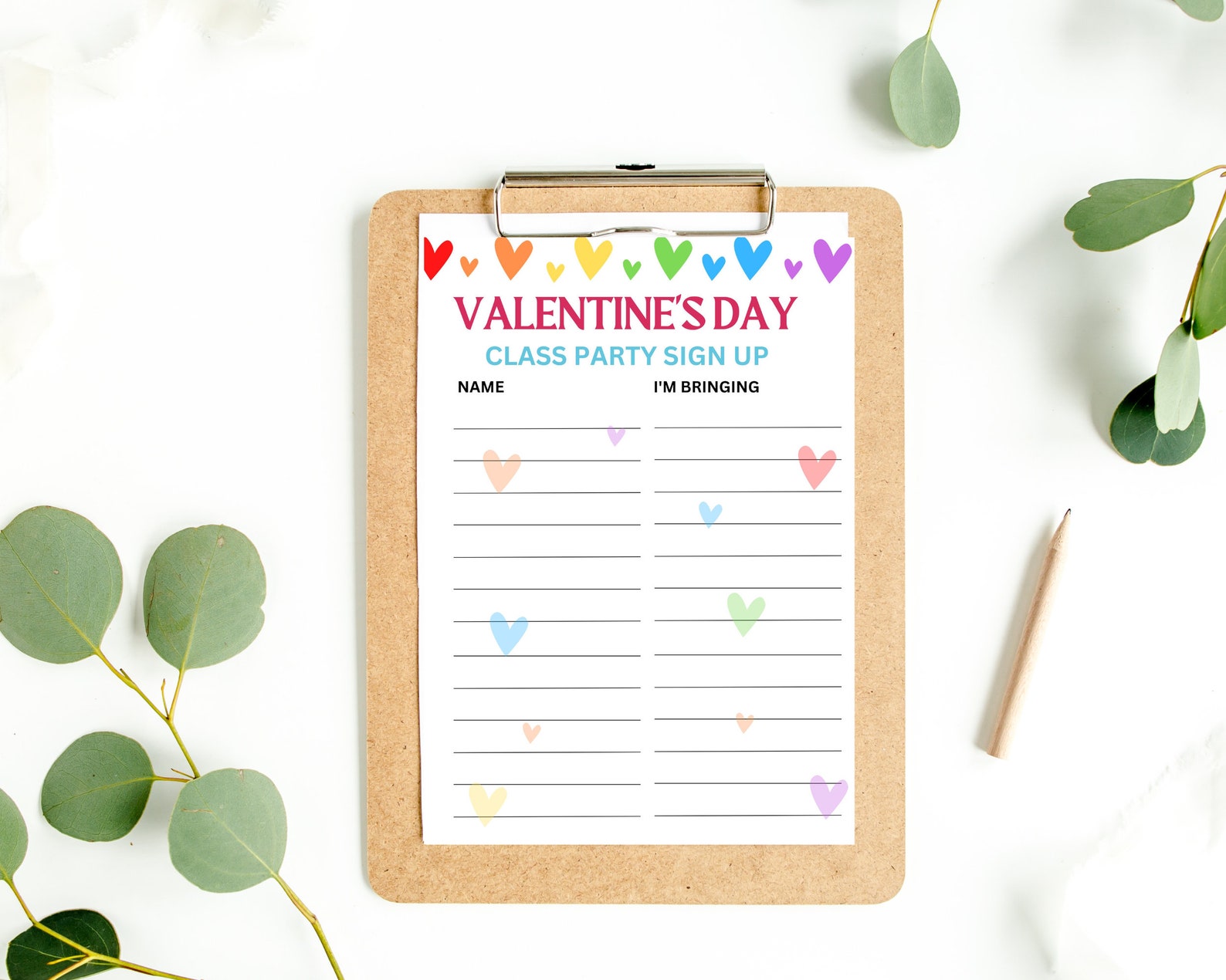 Printable Valentine's Day Party Sign up Sheet, Class Valentine's Day ...