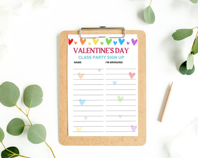 Printable Valentine's Day Party Sign up Sheet, Class Valentine's Day ...