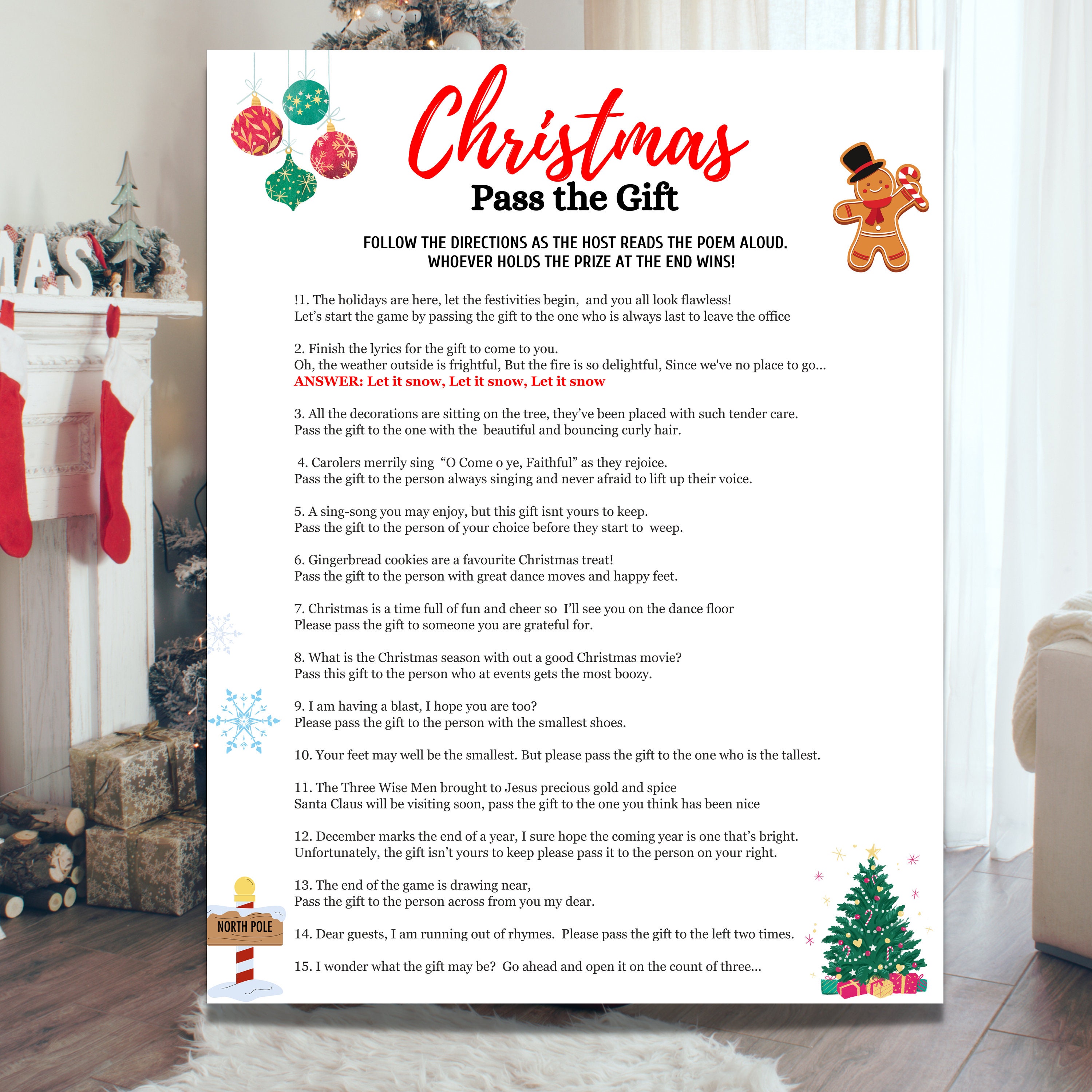 Office Holiday Party Game, Christmas Pass the Gift Game Printable ...