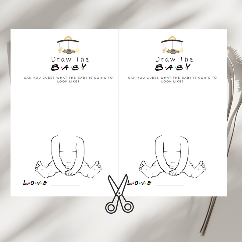 Friends Baby Baby Shower Game, Draw the Baby - Printable, Minimalist ...