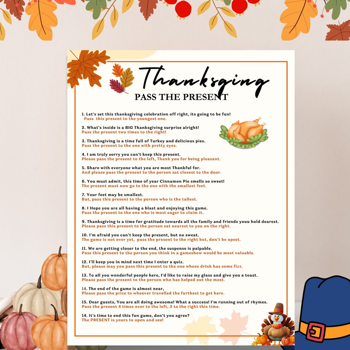 Thanksgiving Party Game, Thanksgiving Pass the Present Game ...
