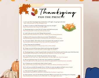Thanksgiving Pass the Present Game, Thanksgiving Party Game ...