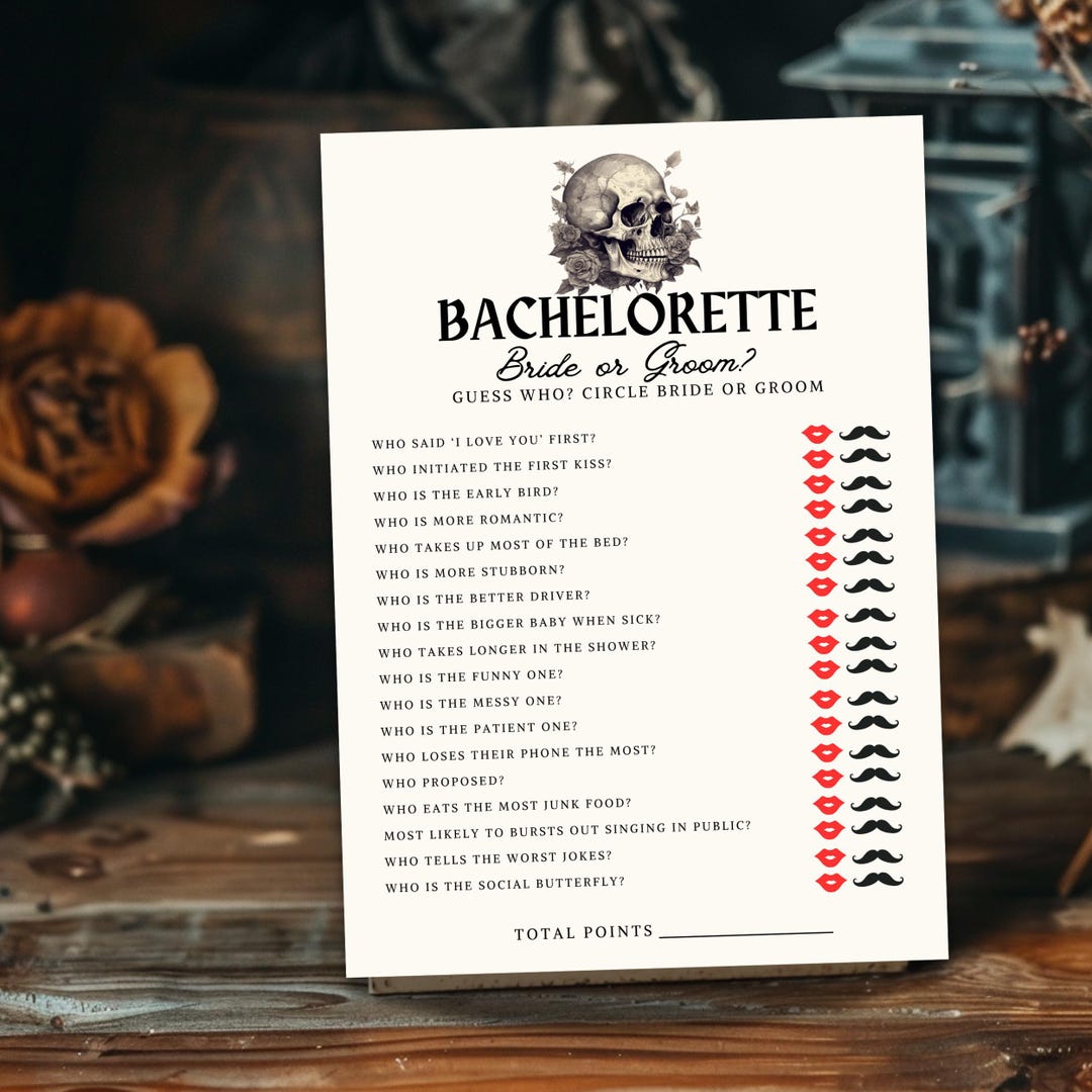 Skull Bachelorette Game Guess Who, Halloween Bachelorette Game Bride or ...