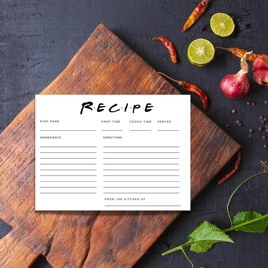 Freunde Rezept, druckbare Rezept Karte, Freunde Brautparty Rezept ...