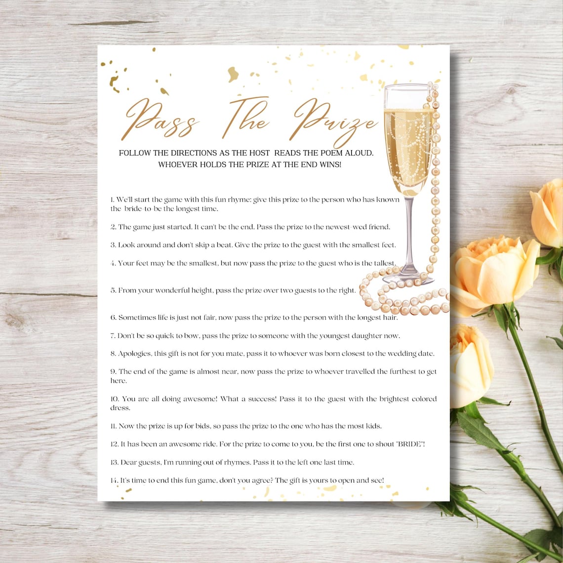 Pearls and Prosecco Pass the Prize Bridal Shower Game, Pearls and ...