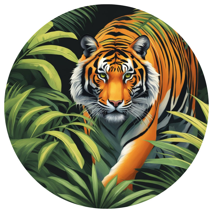 Tiger Sticker | Printable | Tiger in Jungle Greenery - Etsy