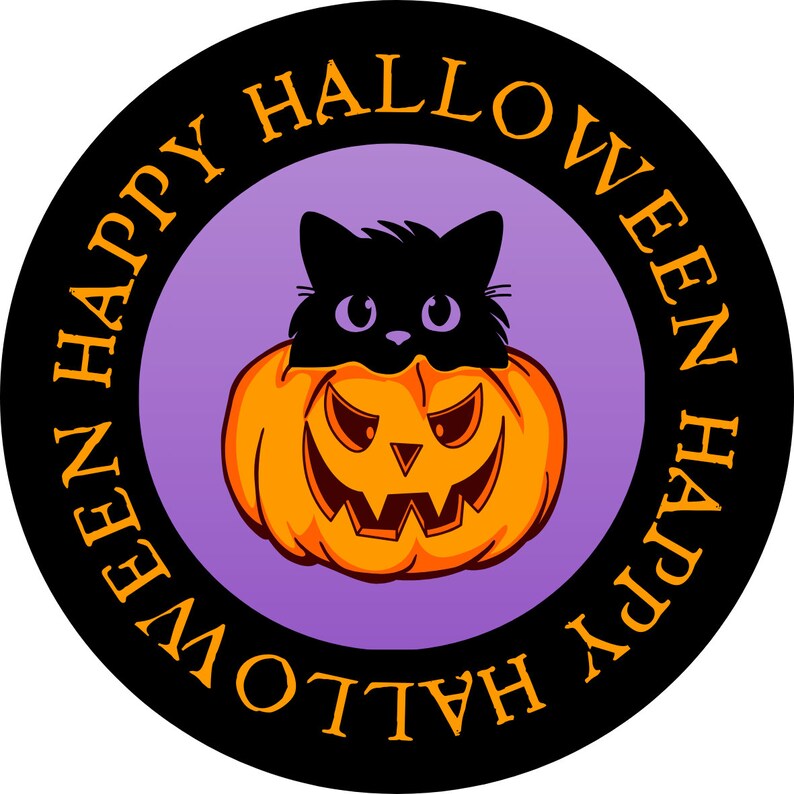 Black Cat Jack O Lantern Halloween Sticker | Printable - Etsy