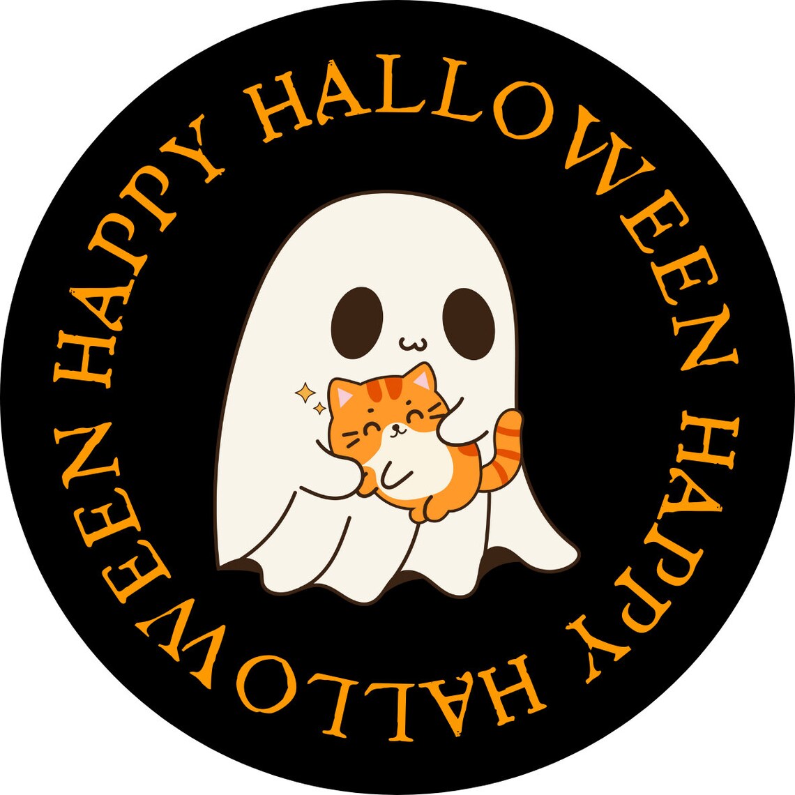 Ghost Holding Cat Halloween Sticker | Printable - Etsy
