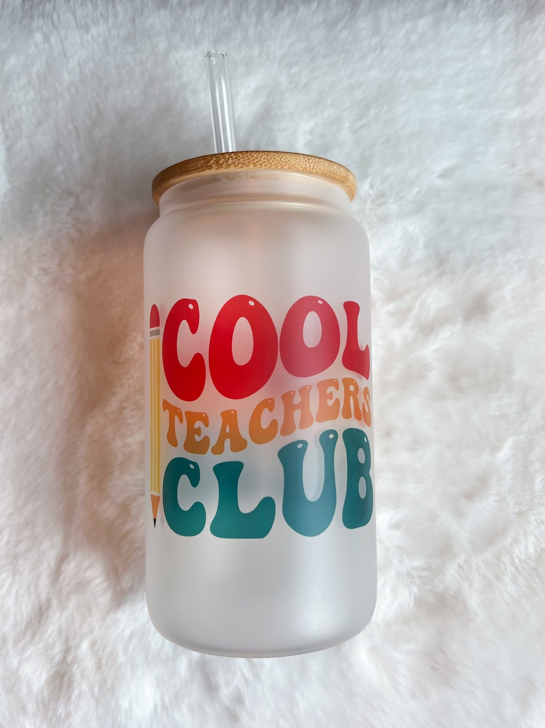 Cool Teachers Club Glass Can Cup - Etsy