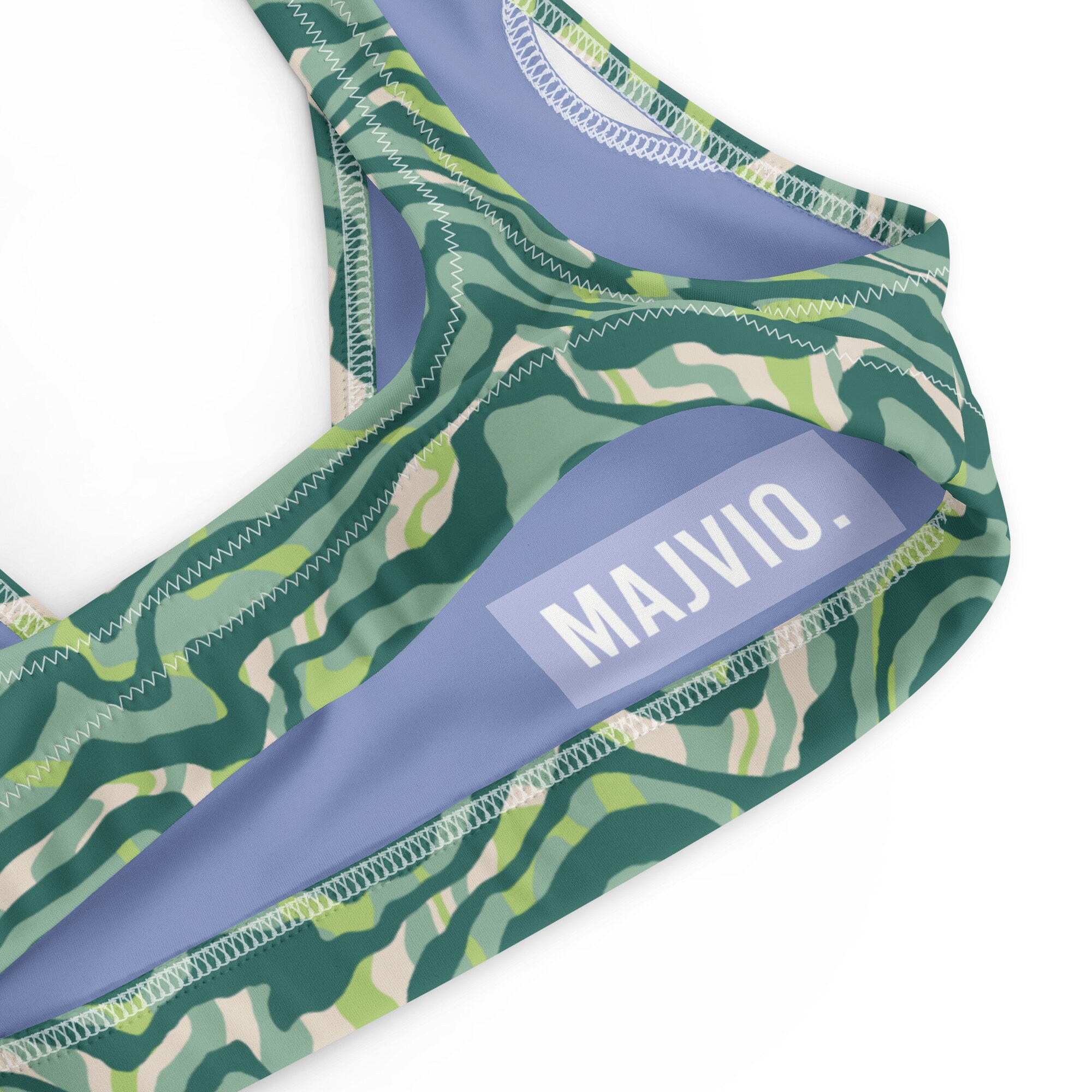 Swirly Padded Bikini Top Candy Cane Trendy Green Cream Colour Recycled ...