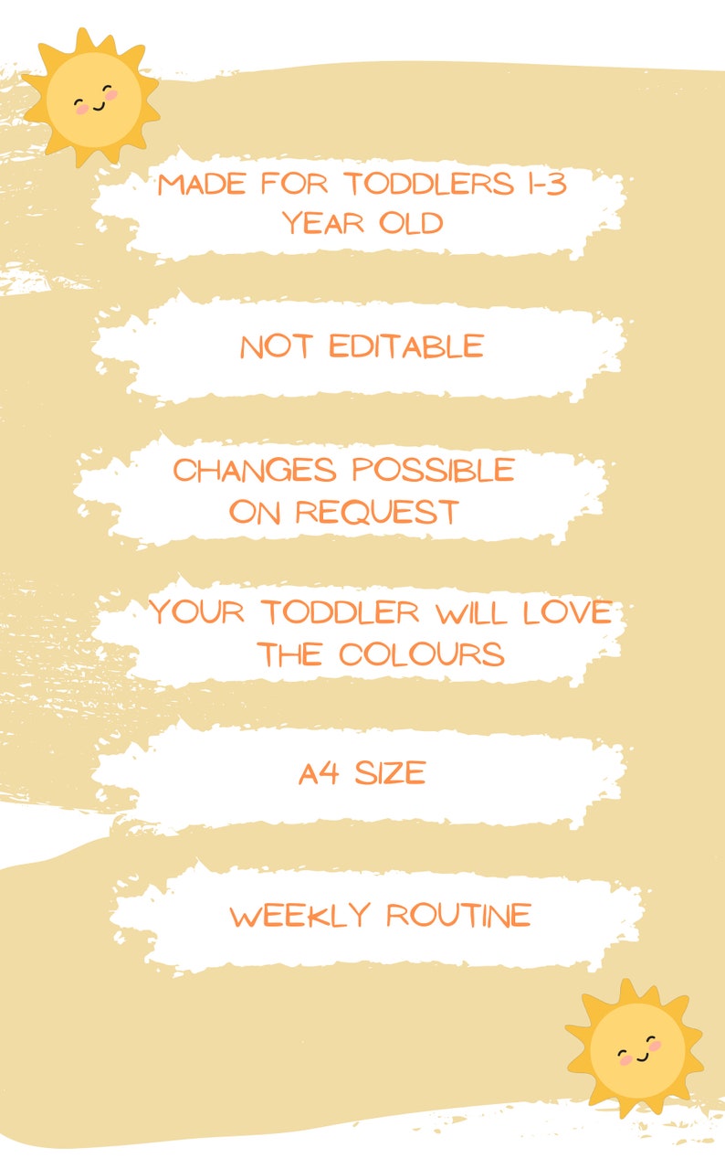 Morning Routine for Toddlers, Weekly to Do Checklist, 1-3-year-old, A4 ...