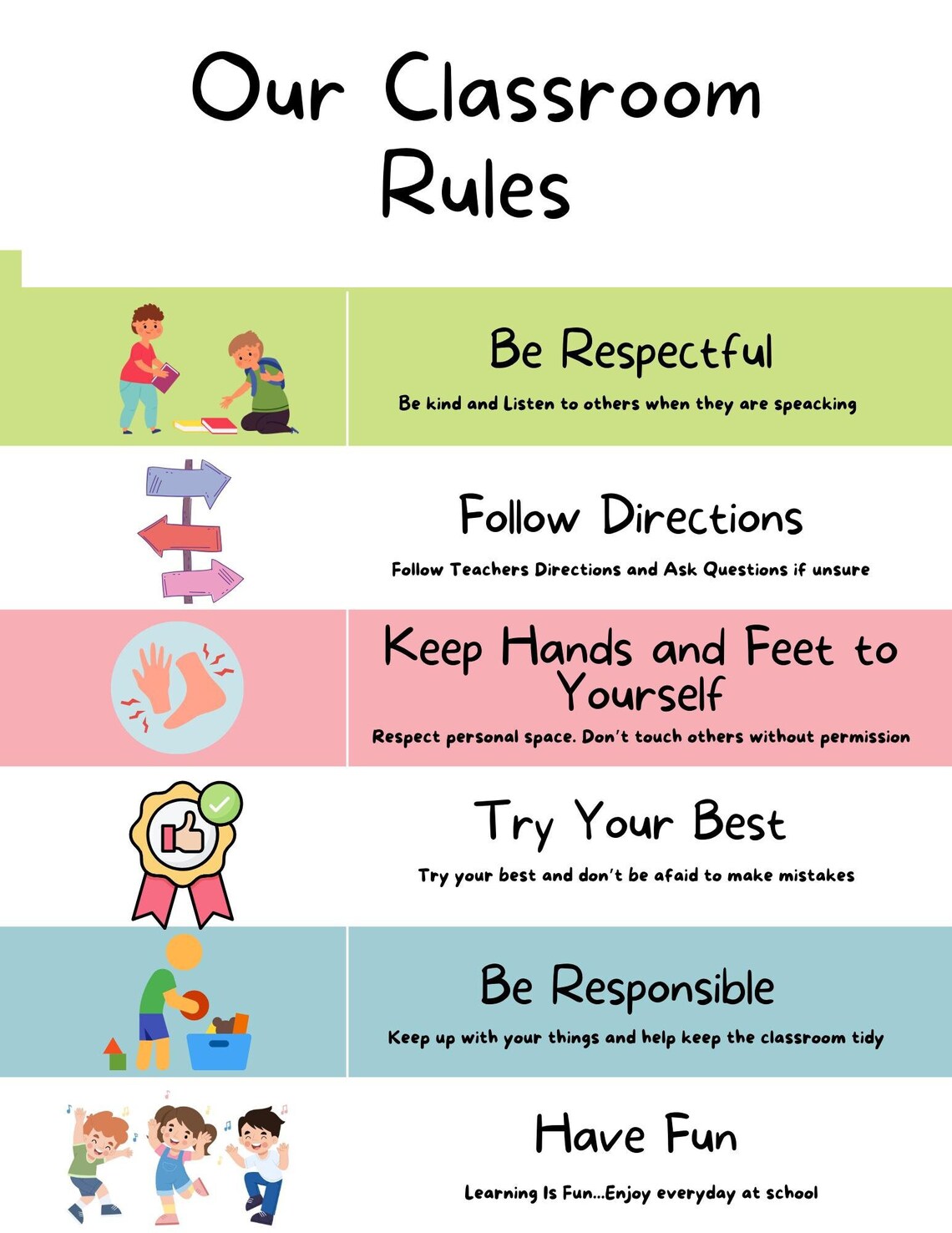 Classroom Rules Fun Printable for Teachers - Etsy