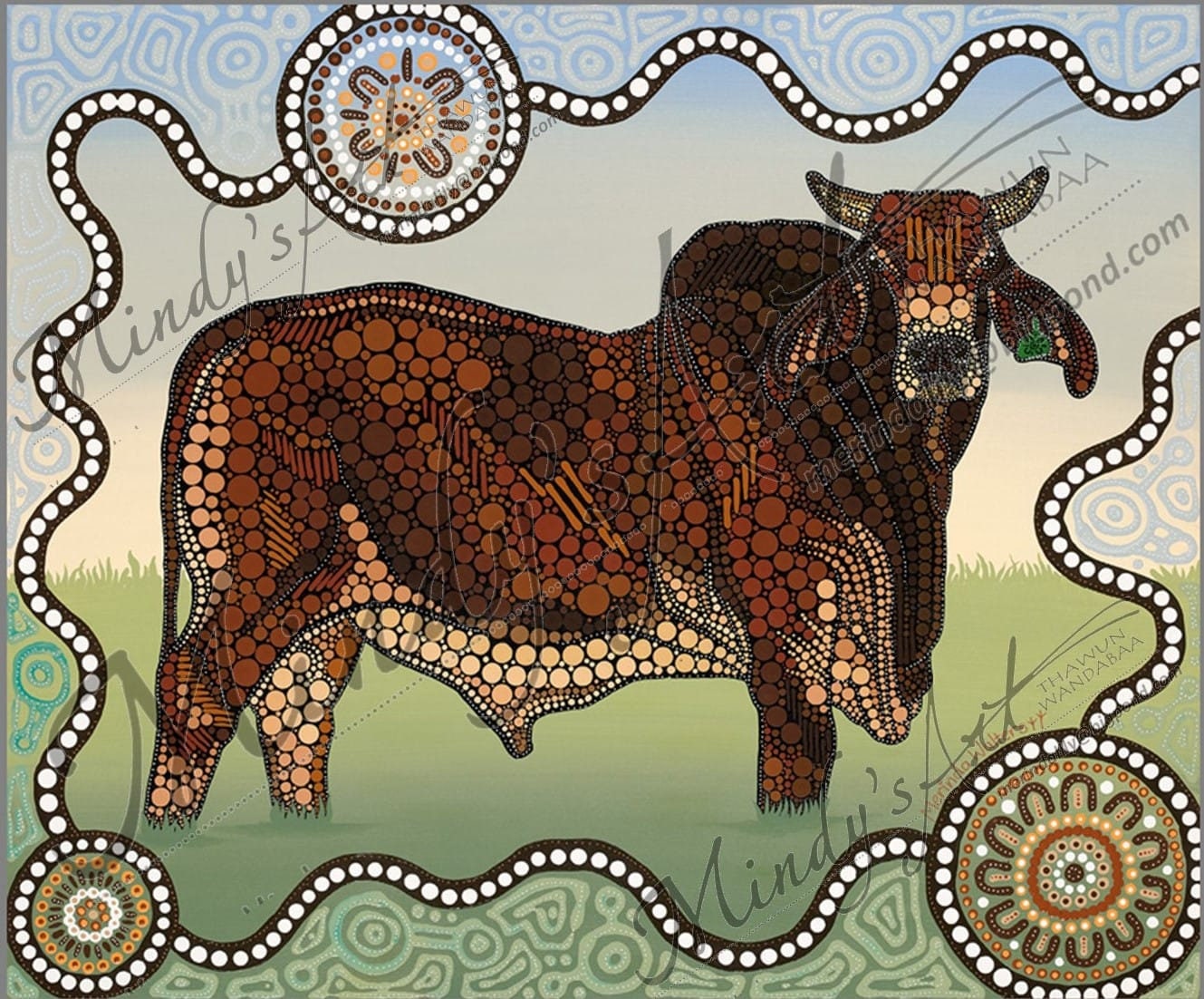 Authentic Aboriginal Art Print Cattle Brahman Bull - Etsy Australia