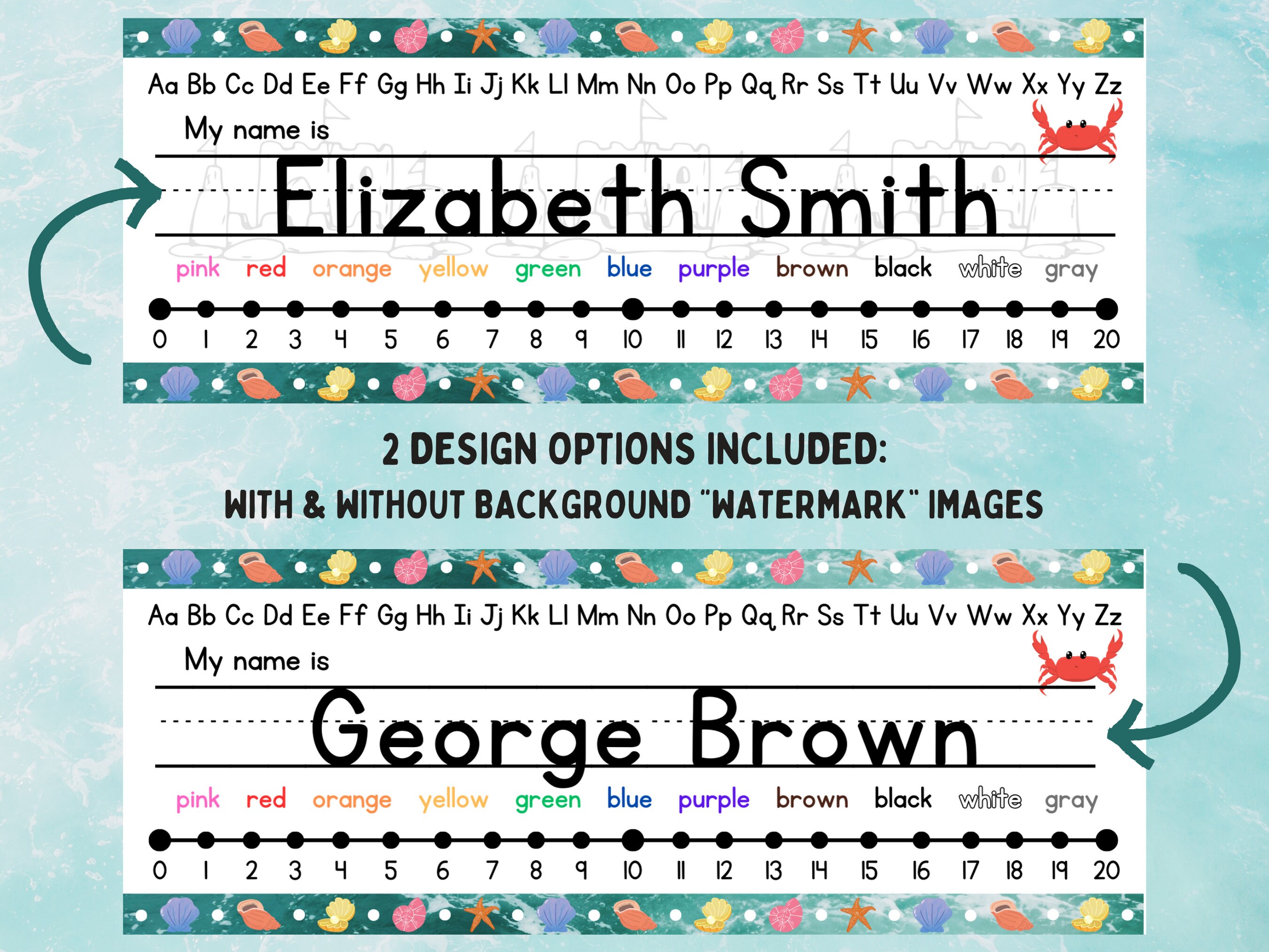 Beach Themed Desk Name Tags for Primary Students Editable Version ...
