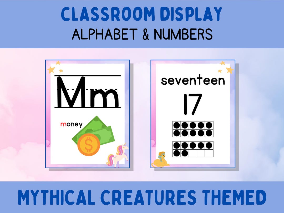 Mythical Creature Themed Alphabet and Number Posters for Primary ...