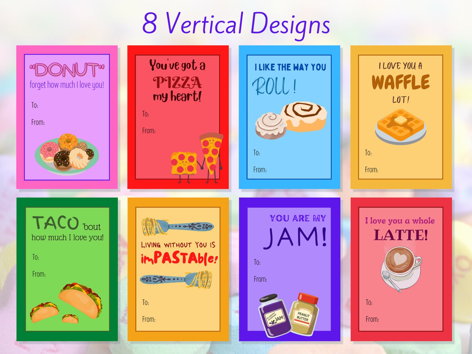 Printable Valentines Fun Food Theme Editable Valentine Cards Set - Etsy