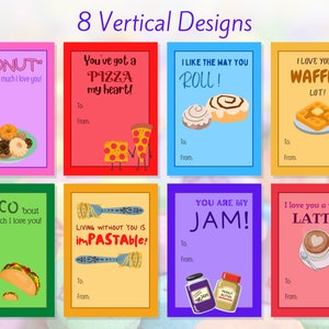 Printable Valentines - Fun Food Theme Editable Valentine Cards Set - Etsy