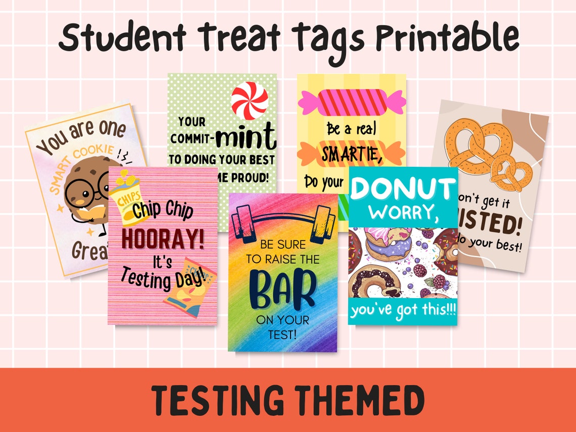 Student Treat Tags - Editable Testing Themed Treat Tags for Students - Etsy