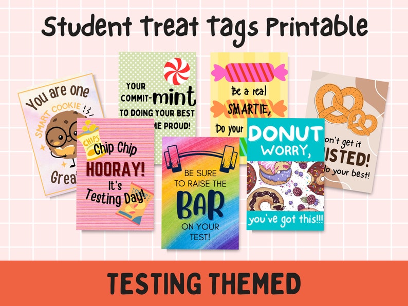 Student Treat Tags - Editable Testing Themed Treat Tags for Students - Etsy
