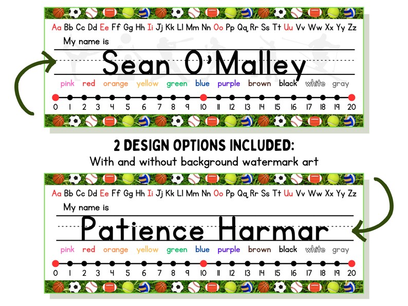 Sports Themed Desk Name Tags for Primary Students - Editable Version ...