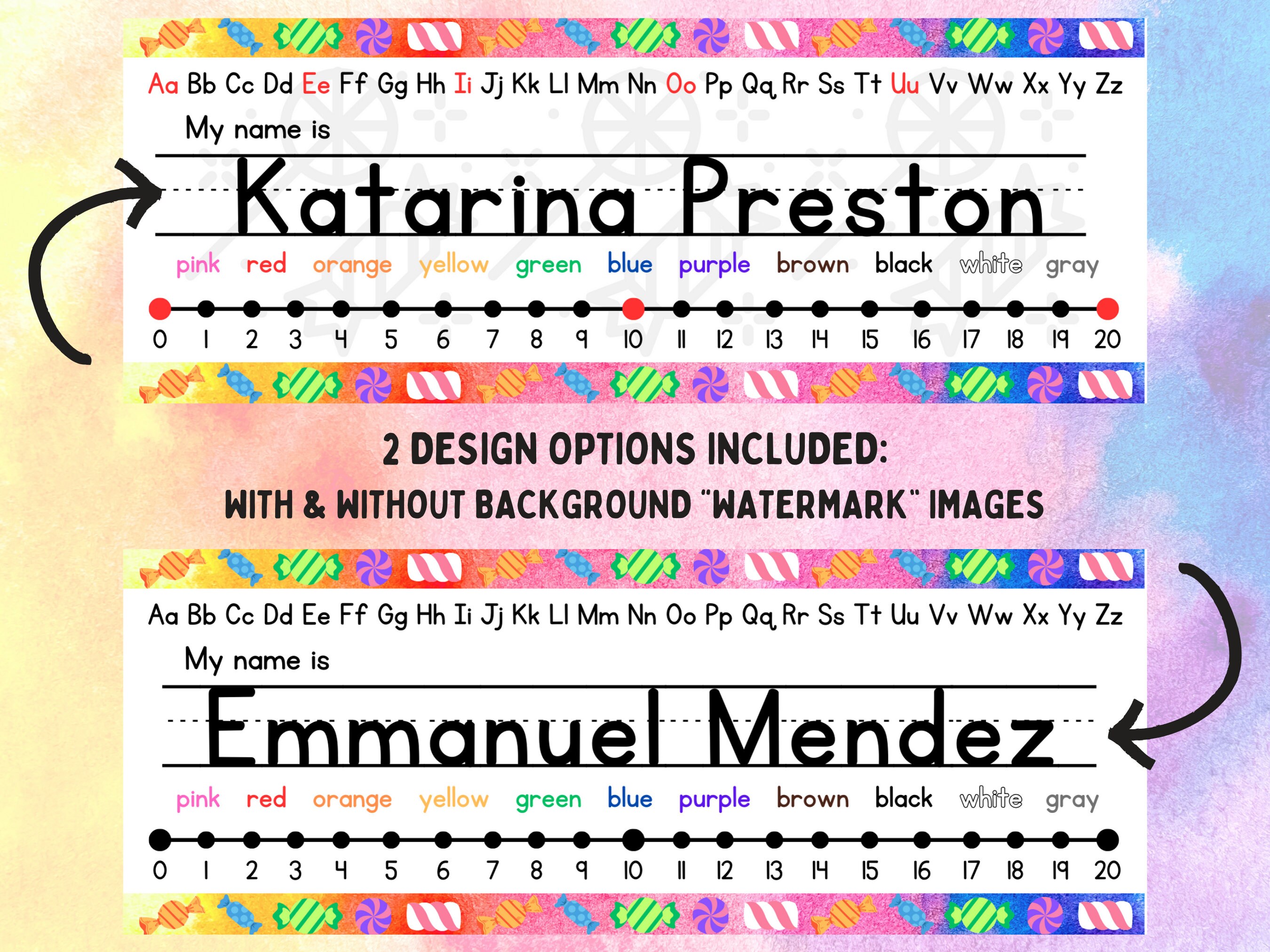 Candy Themed Desk Name Tags for Primary Students Editable Version ...